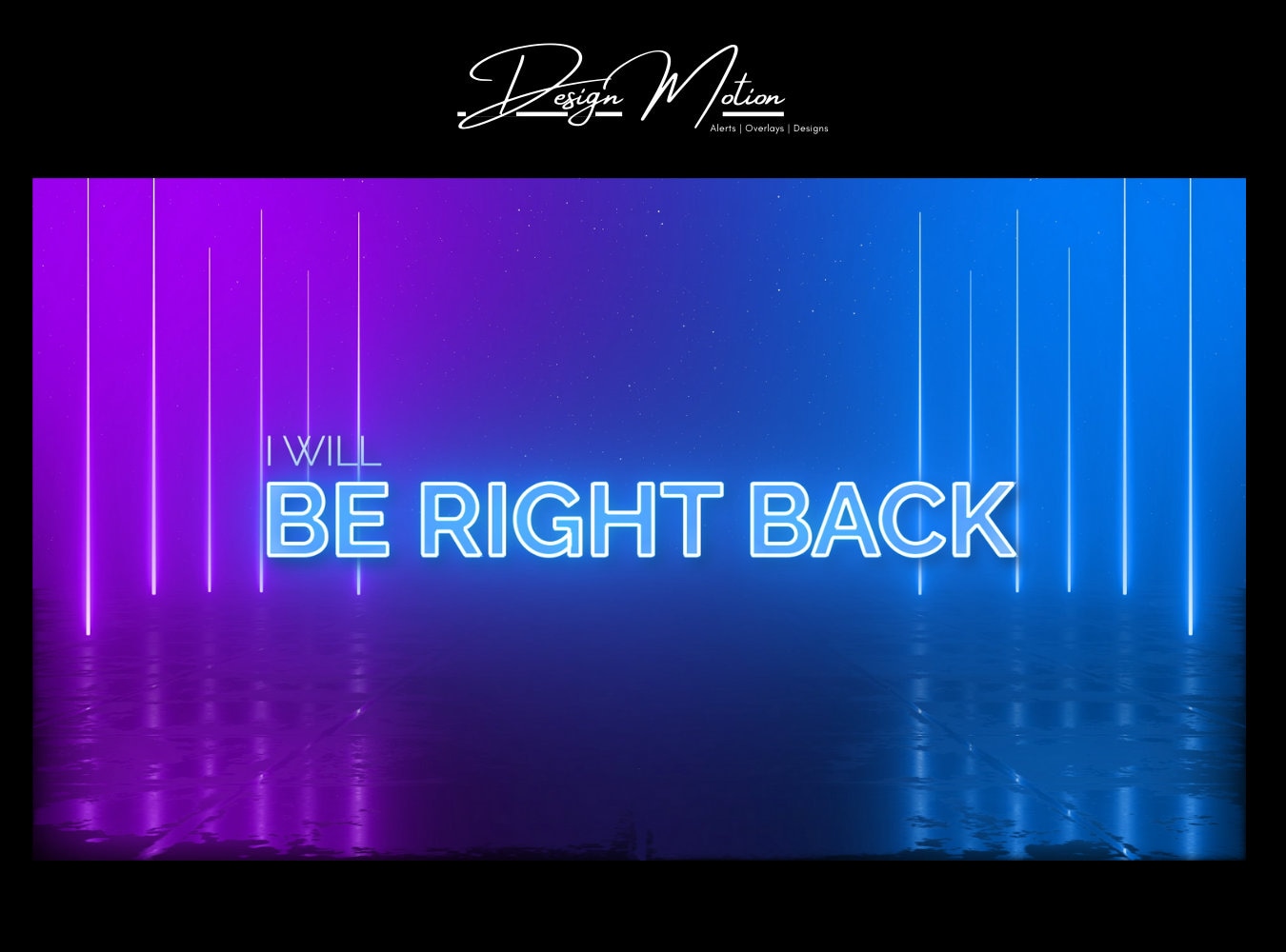 Animated Neon Twitch Scenes, Starting Soon, Be Right Back, Intermission, Stream Ending in Blue ...