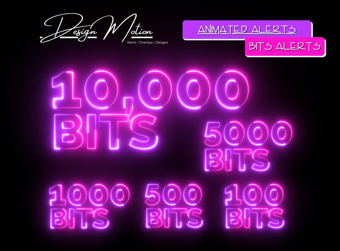Animated Neon Twitch Bit Alerts in Pink and Purple With a Transparent ...