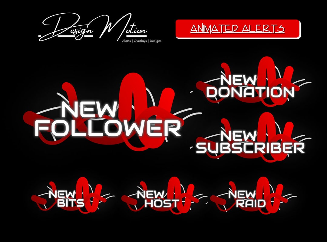 Animated Red Twitch Alerts, Follower, Subscriber, Donation, Host, Bits ...