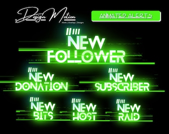 Animated Neon Glitch Twitch Alerts, Follower, Subscriber, Host, Bits ...
