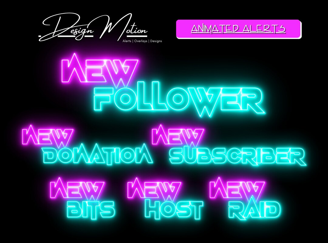 Animated Neon Stream Alerts Pink and Green, Follower, Subscriber ...