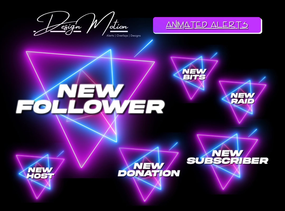 Animated Neon Twitch Alerts in Blue, Purple and Pink Follower ...
