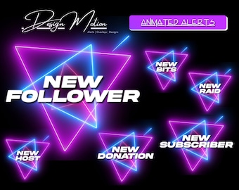Animated Neon Twitch Alerts in Pink and Purple Follower, Subscriber ...