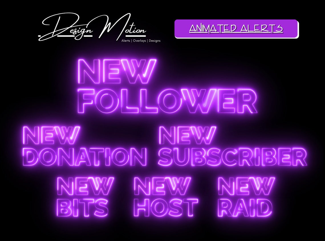 Animated Neon Purple Alerts With Transparent Background. - Etsy