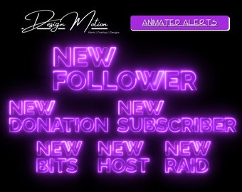Animated Neon Twitch Alerts in Blue and Purple Follower, Subscriber ...