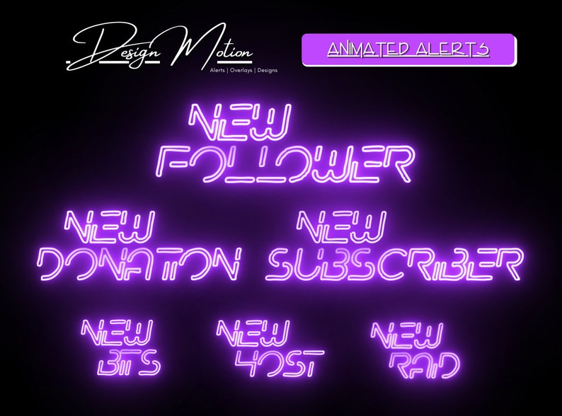 Animated Neon Purple Text Alerts With Transparent Background. - Etsy