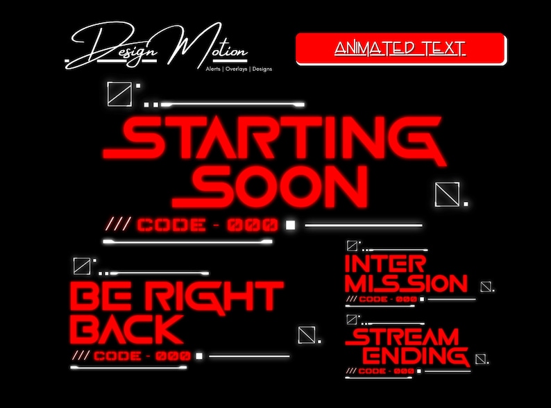 Animated Neon Red Scene Text, Starting Soon, Be Right Back ...