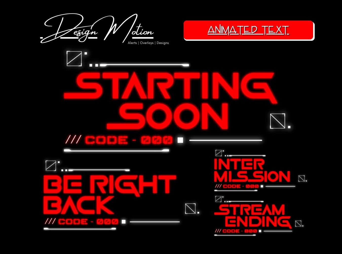 Animated Neon Red Scene Text, Starting Soon, Be Right Back ...
