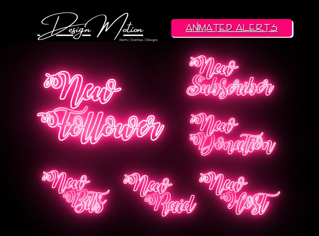 Animated Neon Pink Twitch Alerts, Follower, Subscriber, Donation, Host ...
