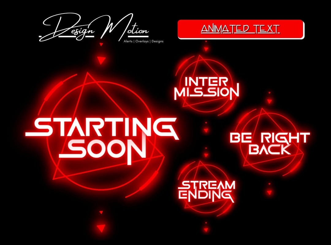 Neon Red Animated Stream Alerts Overlay Scene Text, Twitch, OBS ...