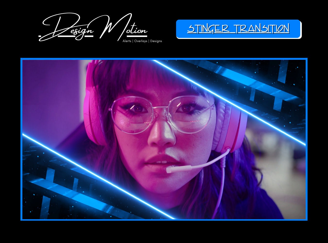 Animated Neon Blue Stinger Transition Twitch Stinger Twitch Transition ...