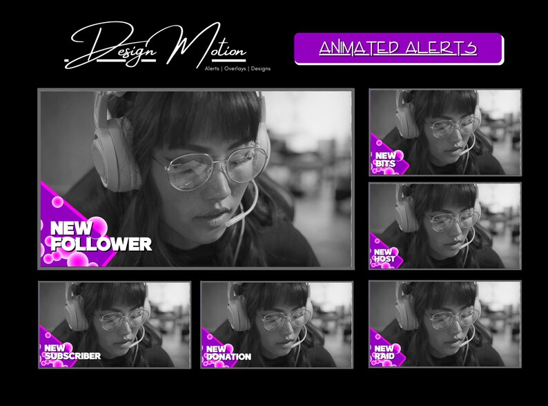 Animated Twitch Alerts in Purple and Pink Follower, Subscriber ...