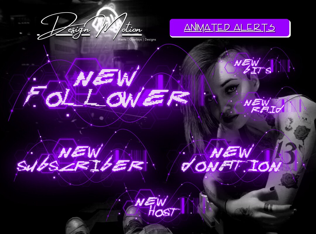 Animated Neon Cyberpunk Alerts Pink Twitch Alerts. Follower, Subscriber ...