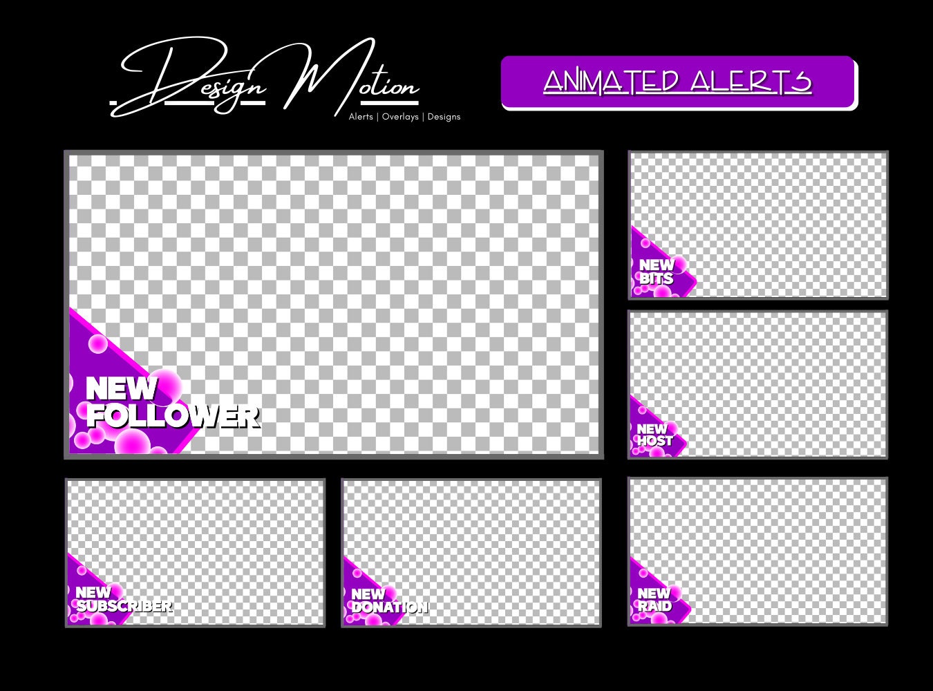 Animated Twitch Alerts in Purple and Pink Follower, Subscriber ...