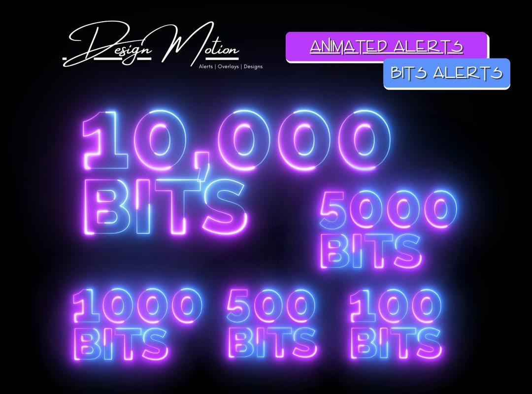 Animated Neon Twitch Bit Alerts in Blue and Purple With a Transparent ...