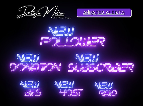 Animated Neon Twitch Alerts in Blue and Purple Follower - Etsy