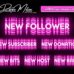 Animated Neon Pink Twitch Alerts, Follower, Subscriber, Donation Host ...