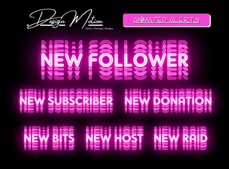 Animated Neon Pink Twitch Alerts, Follower, Subscriber, Donation Host ...