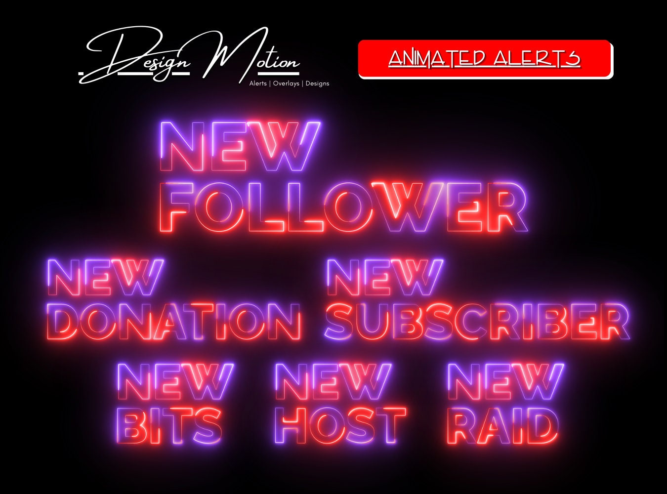 Animated Neon Twitch Alerts in Red and Purple Follower - Etsy