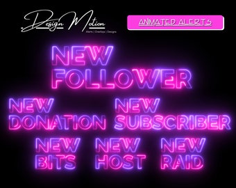 Animated Neon Twitch Alerts in Blue, Purple and Pink Follower ...