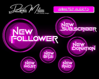 Animated Neon Twitch Alerts in Blue and Purple Follower, Subscriber ...