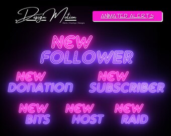 Animated Twitch Alerts in Purple and Pink Follower, Subscriber ...