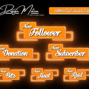 Animated Neon Orange Twitch Alerts, Follower, Subscriber, Donation ...