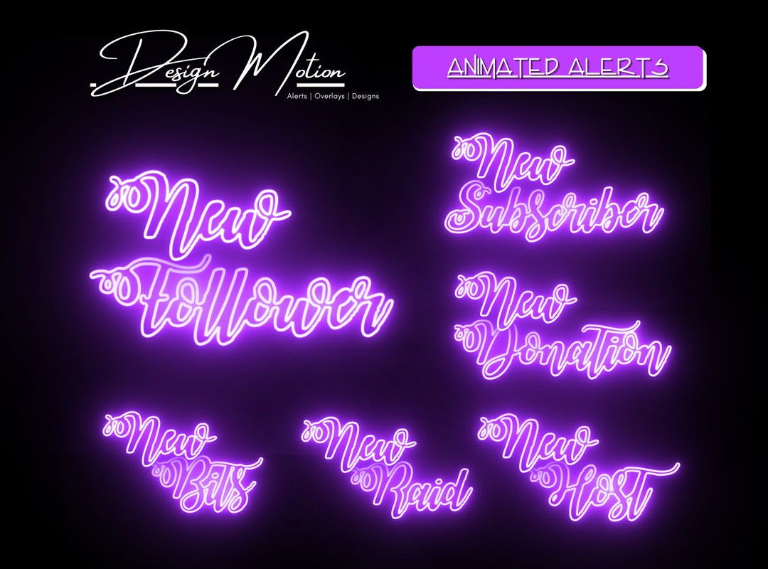 Animated Neon Purple Twitch Alerts, Follower, Subscriber, Donation ...