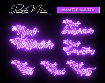 Animated Twitch Alerts in Purple and Pink Follower, Subscriber ...