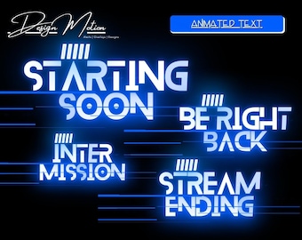 Animated Neon Blue Scene Glitch Stream Overlay Text Alerts, Twitch, OBS ...