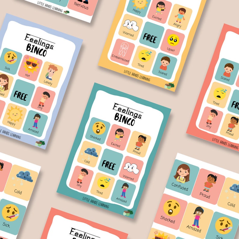 Emotions Bingo Cards / Feelings Bingo Game / Printable Mental Health ...