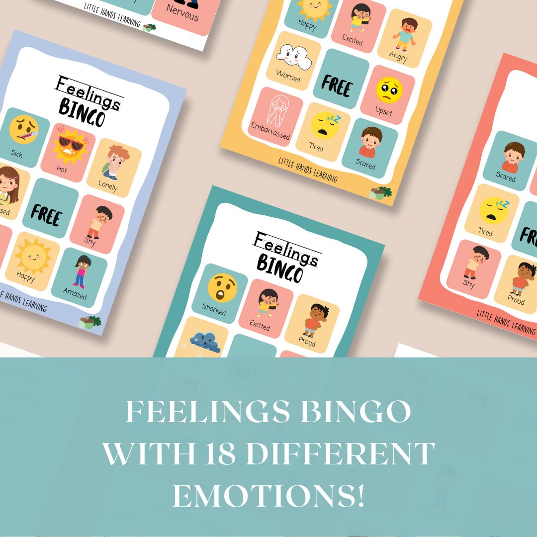 Emotions Bingo Cards / Feelings Bingo Game / Printable Mental Health ...