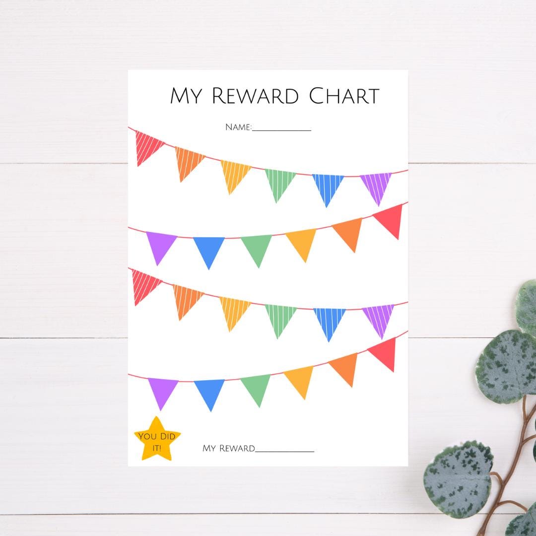 Rainbow Reward Chart, Kids Bunting Sticker Chart, Positive Behaviour ...