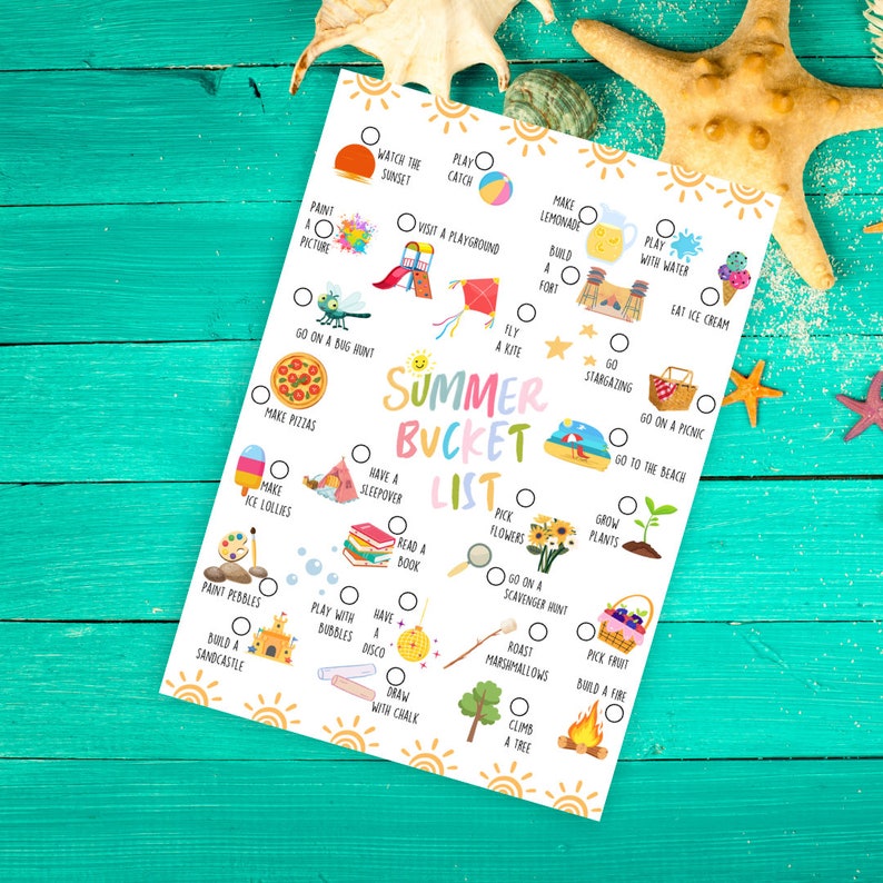 Summer Bucket List, Printable Holiday Fun Activity Ideas, Family ...