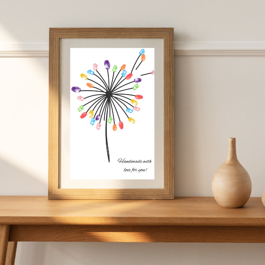 Mother's Day Fingerprint Art Card, Printable Art Activity Kids and ...
