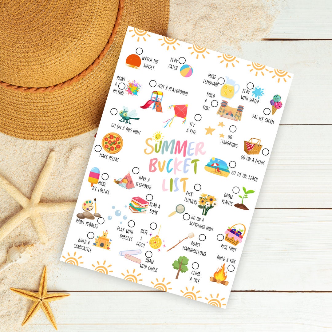 Summer Bucket List, Printable Holiday Fun Activity Ideas, Family ...