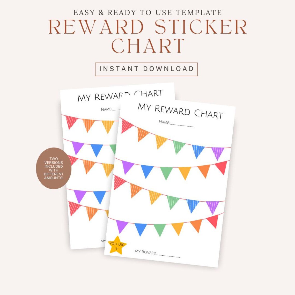 Rainbow Reward Chart, Kids Bunting Sticker Chart, Positive Behaviour ...