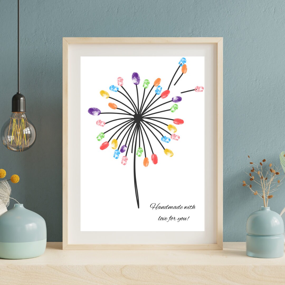 Mother's Day Fingerprint Art Card, Printable Art Activity Kids and ...