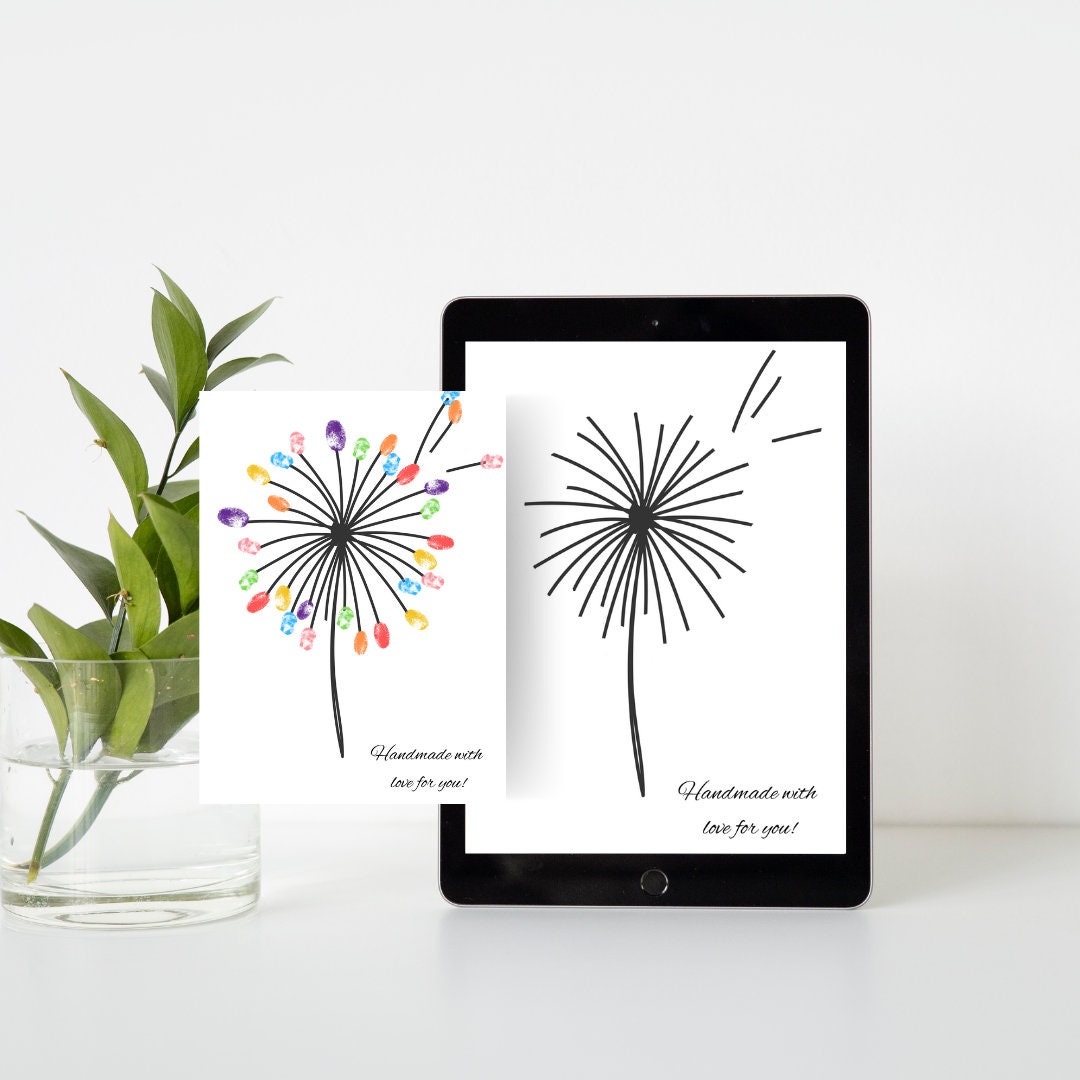 Mother's Day Fingerprint Art Card, Printable Art Activity Kids and ...