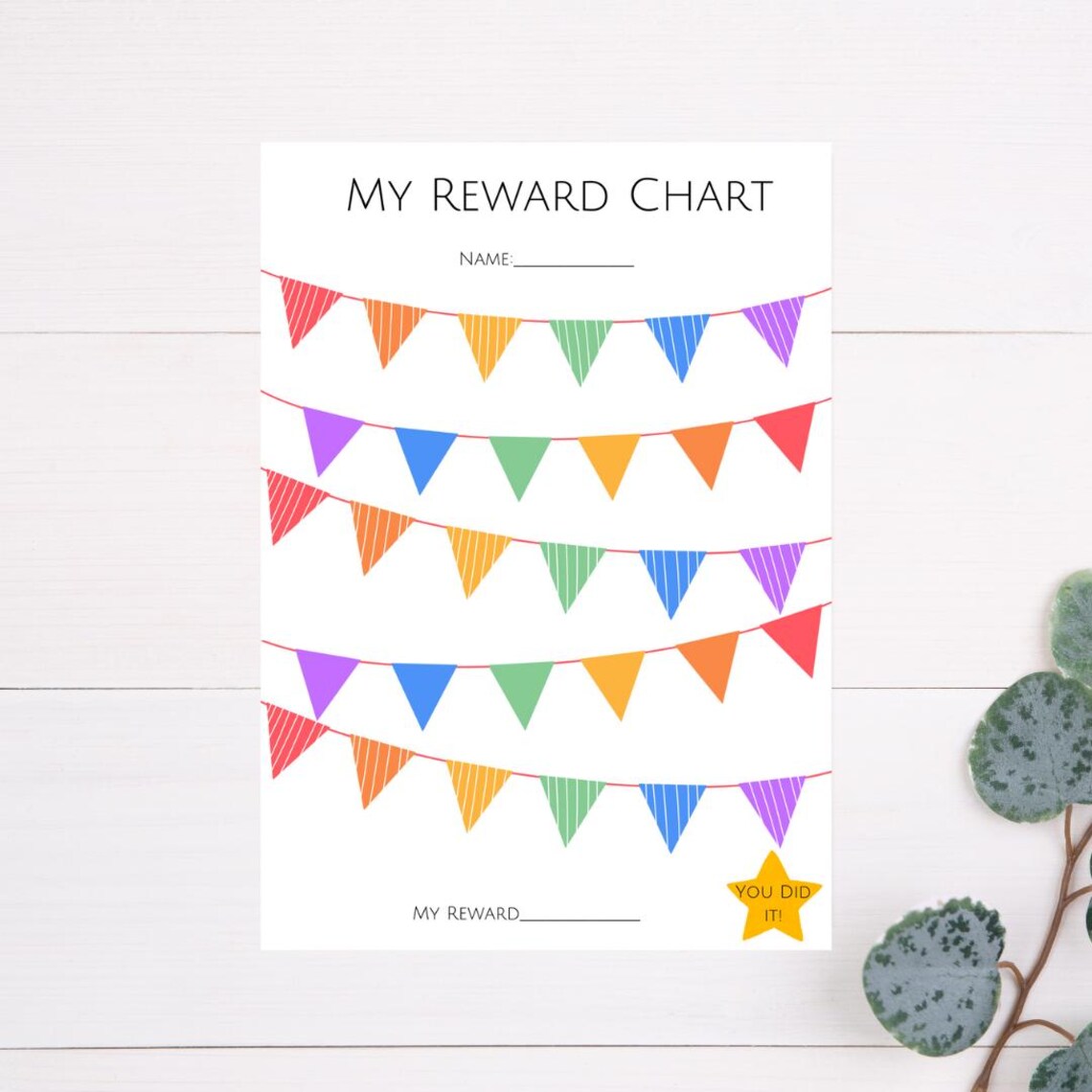 Rainbow Reward Chart, Kids Bunting Sticker Chart, Positive Behaviour ...