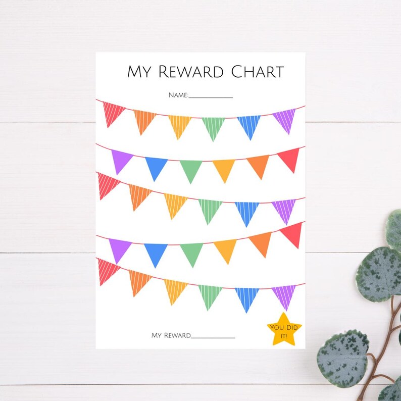 Rainbow Reward Chart, Kids Bunting Sticker Chart, Positive Behaviour ...