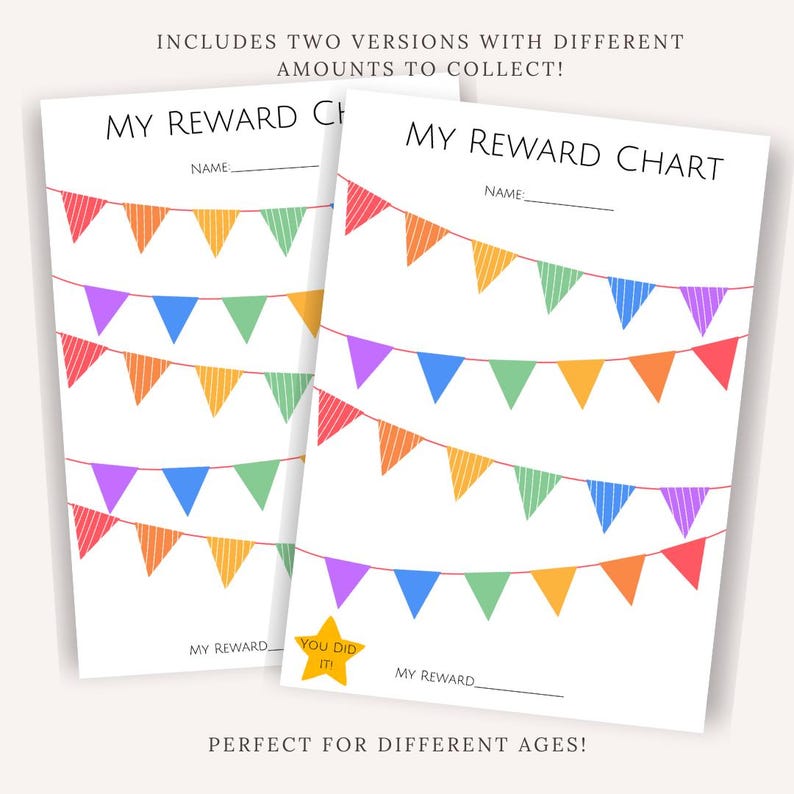 Rainbow Reward Chart, Kids Bunting Sticker Chart, Positive Behaviour ...