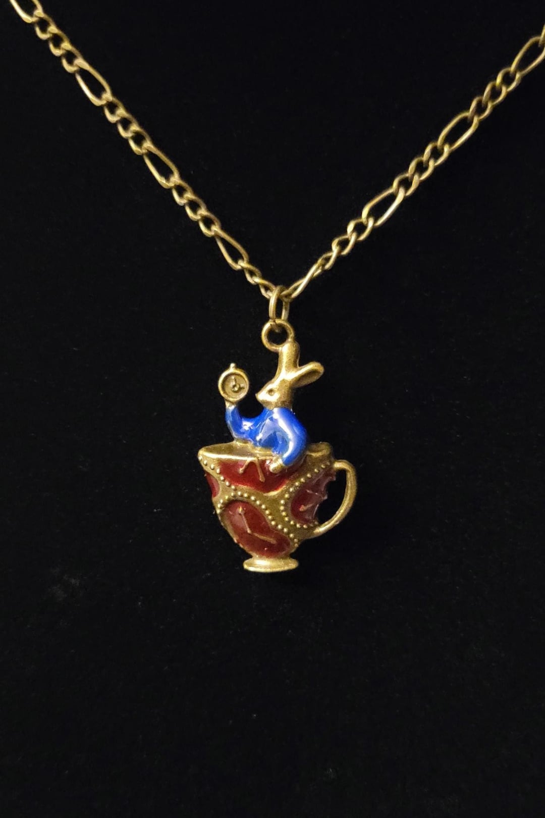 Fabrege Gold Plated Teacup Rabbit Enamel Pendant Necklace With Diamond ...