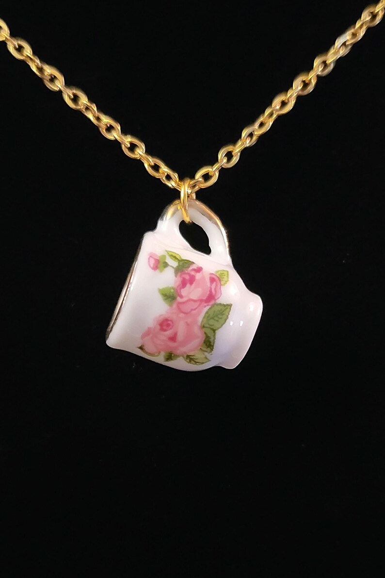 Rose Teacup Gold Plated Romantic Roses Necklace - Etsy