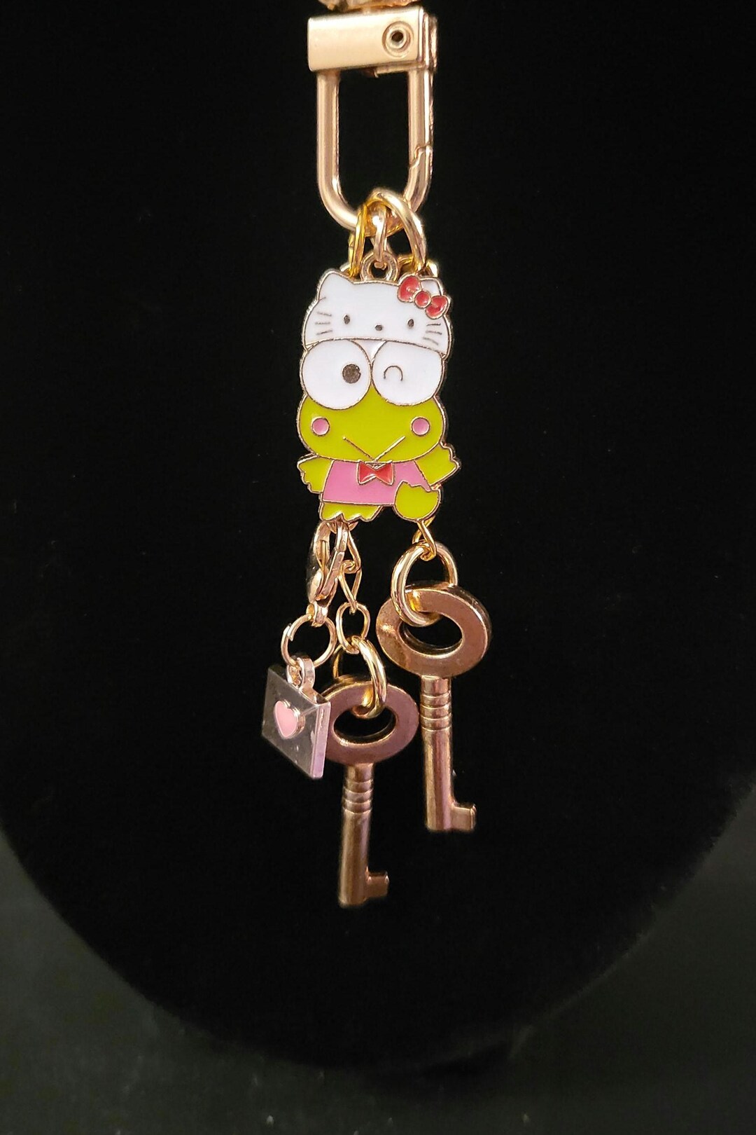 Keroppi X Hello Kitty Sanrio 50th Anniversary Charm on Gold Plated Curb ...