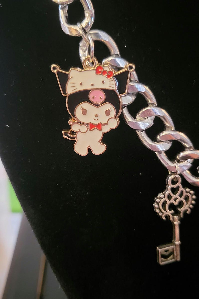 Kuromi & My Melody X Hello Kitty Lock and Key Choker Collar Charm ...
