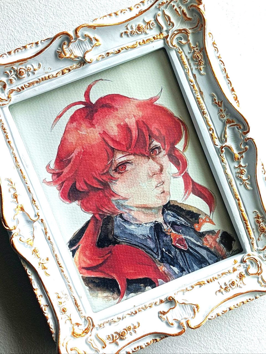 Diluc Genshin Impact Watercolor Portrait Print, From Original ...
