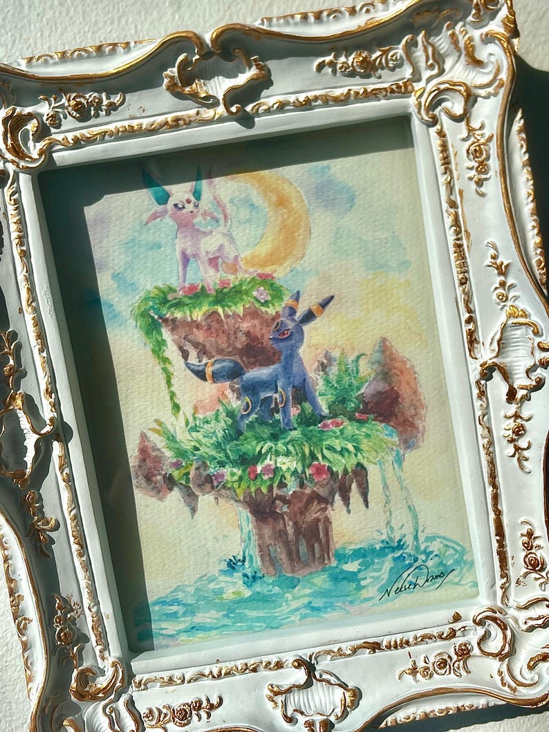 Espeon and Umbreon Pokemon Watercolor Print, From Original Handpainted ...