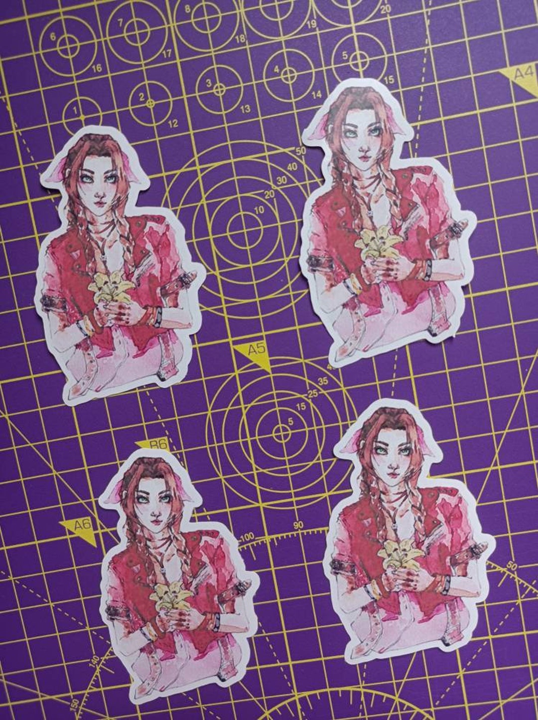 Handmade Aerith Watercolor Sticker: FF7 Gamer Vinyl Sticker - Etsy