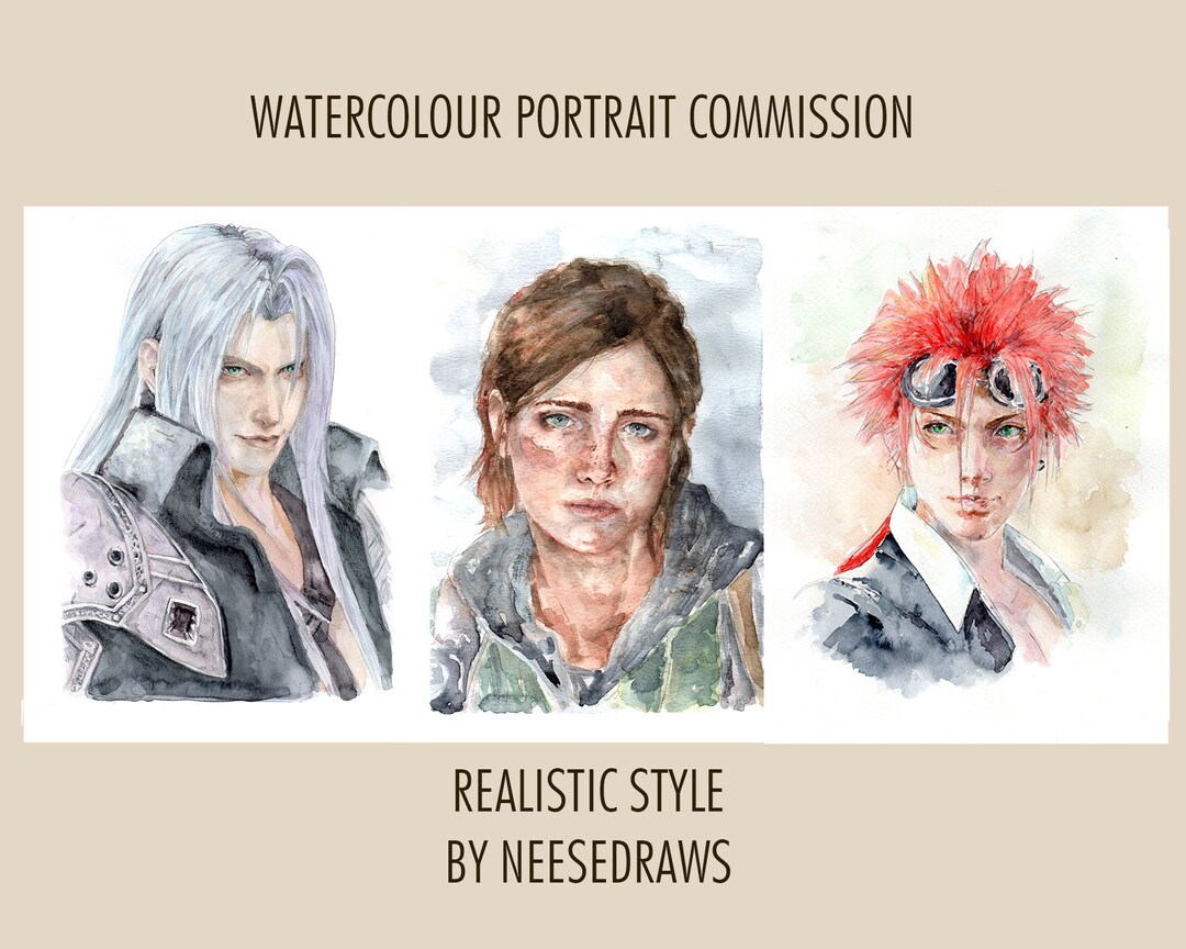 Custom Realistic and Semi Realistic Watercolor Portrait Illustration ...